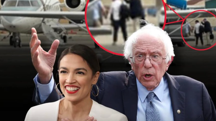 Socialist AoC & Bernie Sanders Caught Using Private Jets On "Fighting ...